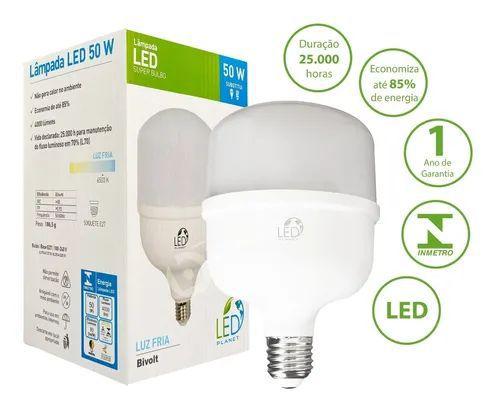 Lâmpada Led Super Bulbo 50w Alta Potência Branco Frio 6500k - led 50w - Lâmpada de LED ...