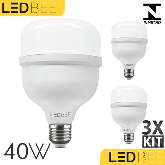 Lâmpada Led Super Bulbo Alta Potência E27 Bivolt Branco Frio 40w - LedBee - kit com 3 unidades ...