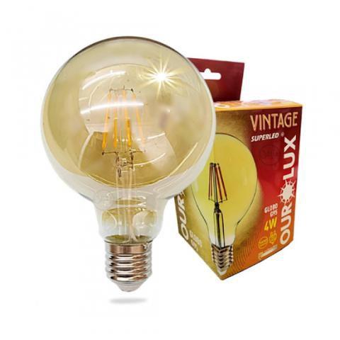 Lâmpada LED Vintage GLOBO G95 4W 2400K - OUROLUX (05350) - Lâmpada de ...