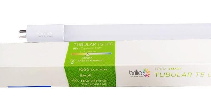 Lâmpada Tubular Led 9W T5 Bivolt G5 Branco Quente 55Cm - BRILIA ...