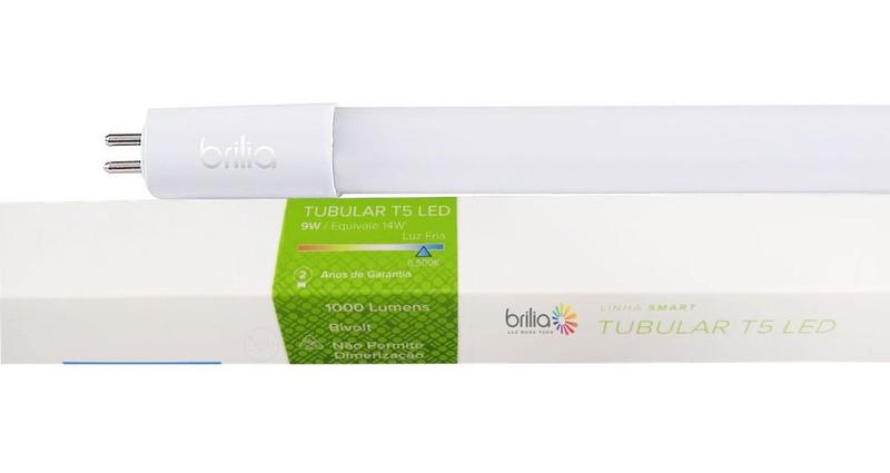 Lâmpada Tubular Led T5 9W Bivolt G5 Branco Frio 55Cm - BRILIA - Lâmpada ...