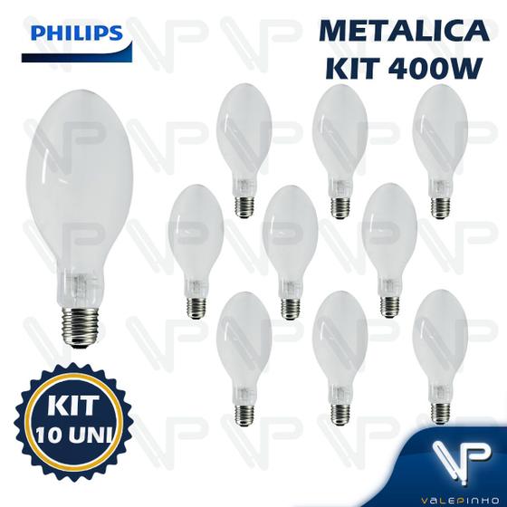 Lâmpada vapor metálica ovoide philips 400w 220v 4500k(branco neutro)e40 ...