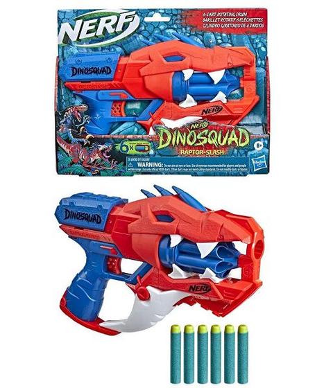 Lança Dardos Nerf Dinosquad Raptor-Slash Com Tambor Giratório e 6 ...