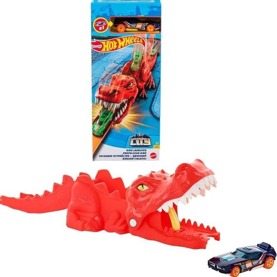 Lançador hot wheels city dinossauro t-rex com carrinho gvf41 mattel ...