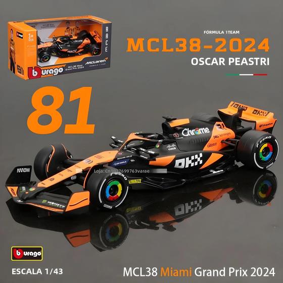 Lando Norris Oscar Piastri Bburago 1:43 2024 F1 Mclaren MCL38 Monaco Grand Prix Modelo De Carro ...