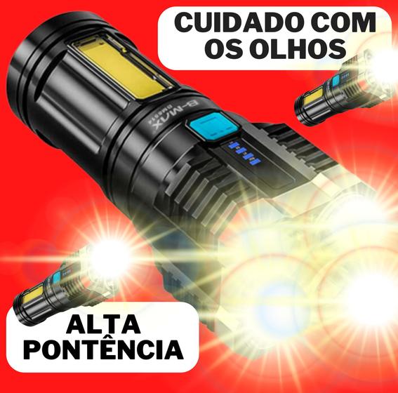 Lanterna Potente Led Recarregável Ultra Iluminação Com Strob Super ...