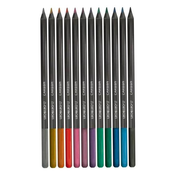 Lapis Cor 12 Cores Metálico Carbon Line Macio Cor Forte Original - leo ...