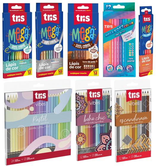 Lápis De Cor 102 Cores Tris Vibes e Mega Soft Color Mega Kit - Lápis de Cor - Magazine Luiza