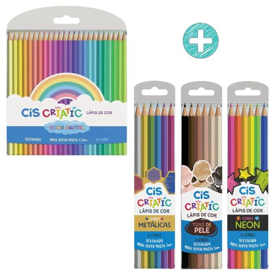 Lápis de Cor Criatic Cis Super Kit 42 Cores Mina Super Macia - Lápis de ...