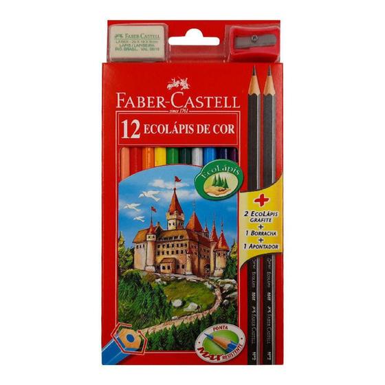 Lápis de Cor Faber Castell EcoLápis 12 cores + 4 Peças - Lápis de Cor ...