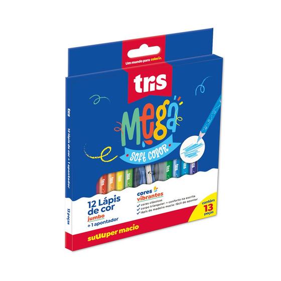 Lápis de Cor Jumbo Mega Soft Color Com 12 Cores Summit - Tris ...