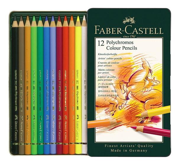 Lápis de Cor Profissional Polychromos Faber Castell 12 Cores - Lápis de ...