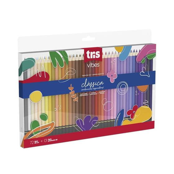 Lápis de cor Tris Vibes Tons Clássicos 72 cores + 1 lápis 6B - Material ...