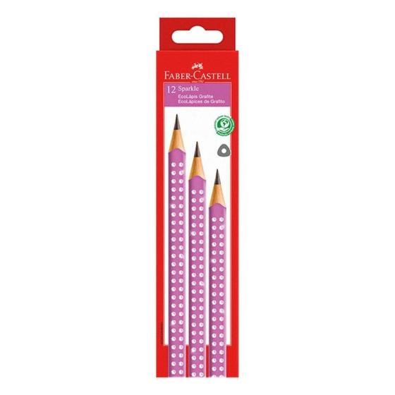 Lápis Faber Castell N 2B Triangulo Sparkle Rosa Caixa com 12 Unidades ...