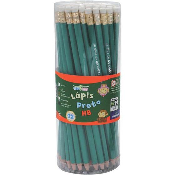 Lápis Preto Sextavado Léo e Léo Verde HB Borracha Pote 72 - Leonora - Lápis Grafite - Magazine Luiza