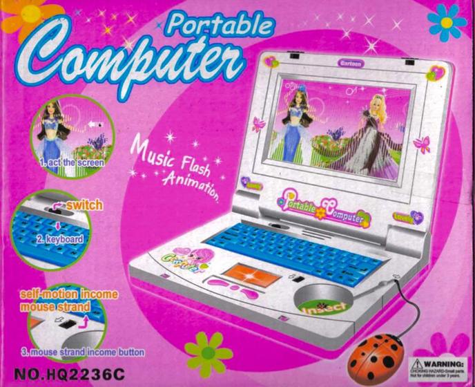 Laptop Brinquedo Infantil Rosa Musical Educativo Com Luzes- GARANTA JÁ ...