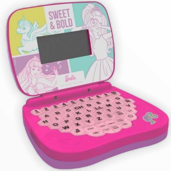 Laptop Infantil Barbie Bilíngue Candide Brinquedo Computador Educativo ...