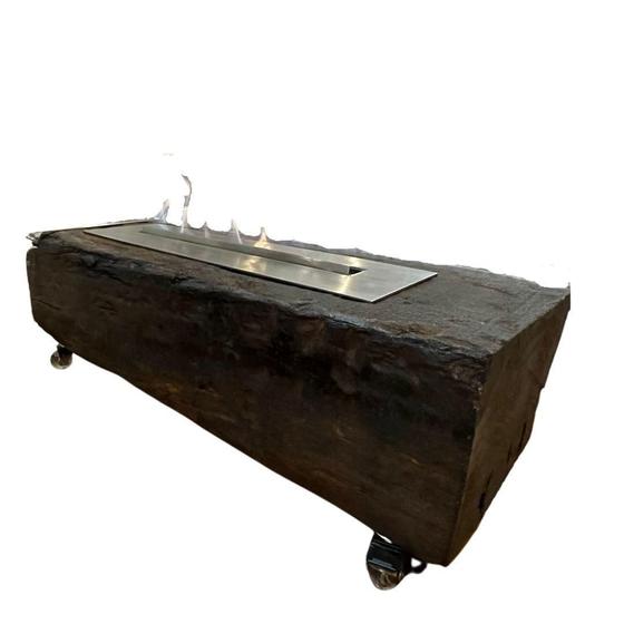 Lareira Ecológica Dormente Com Vidros Queimador Inox 50X22Cm - Sala ...