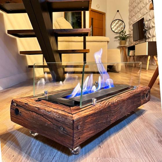 lareira ecologica rustica a alcool com vidro - DecorLi - Lareira ...