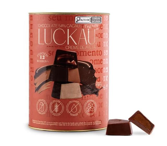 Lata Bombom Chocolate 54% Cacau recheado com creme de Avelã - Zero ...