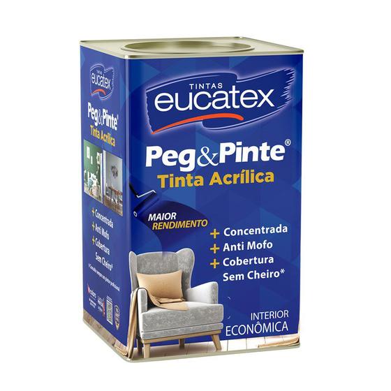 Latex Acrílico Peg&Pinte interior 18L Branco - Eucatex - Tinta para ...