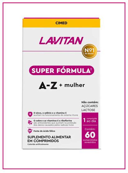 Lavitan Super Fórmula A-Z Mulher 60 Comprimidos - Cimed - Multivitamínico / Polivitamínico ...