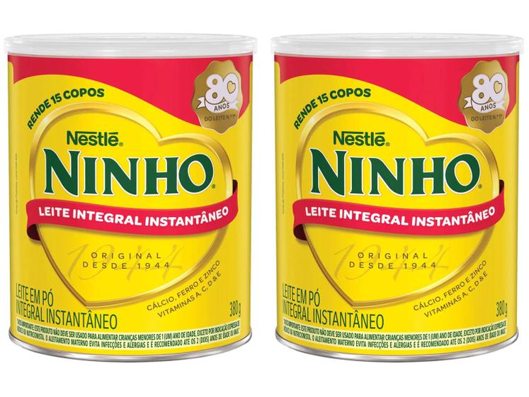 Leite em Pó Integral Instantâneo Nestlé Ninho - Lata 380g 2 Unidades ...