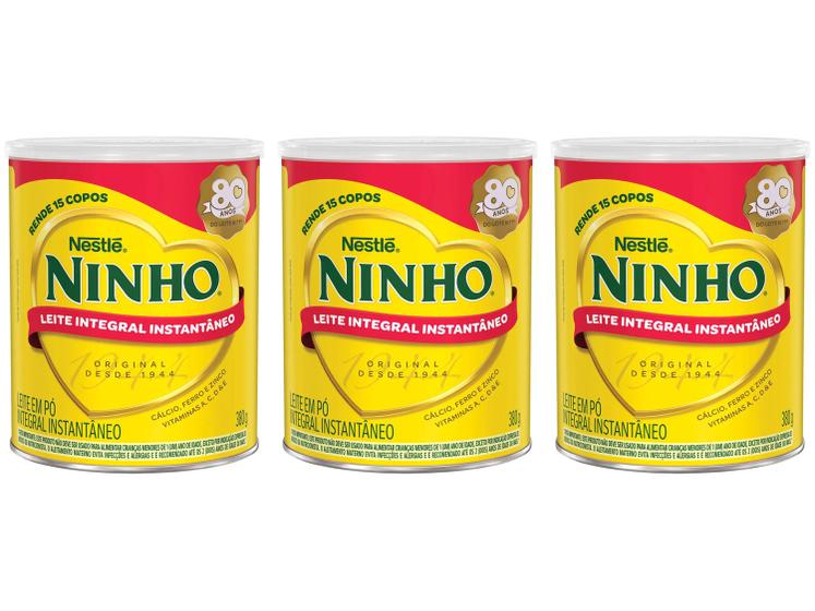 Leite em Pó Integral Instantâneo Nestlé Ninho Lata - 380g 3 Unidades - Leite em Pó - Magazine ...