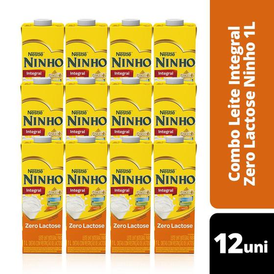 Leite integral zero lactose ninho 1l 12 unidades - PIRACANJUBA - Leite ...
