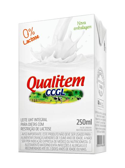Leite UHT 250ml integral zero lactose - PACK com 12 unidades - CCGL ...