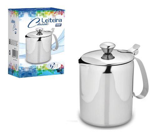 Leiteira Em Aço Inox 600ml Com Alça E Tampa Linha Classic - 123Útil ...