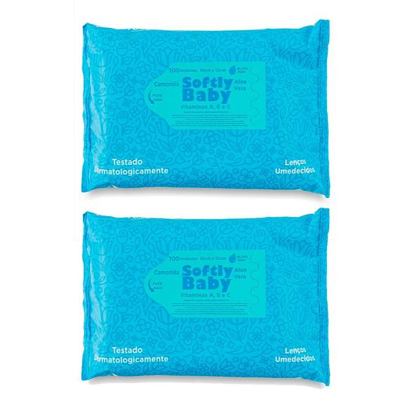Lenços Umedecidos Higiene Limpeza Banho Bebê Softly Baby 2 pacotes de ...