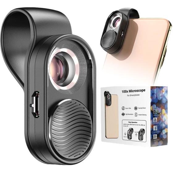 Lente para Celular Microscópica Apexel 100x Foto e Vídeo Full HD Macro ...