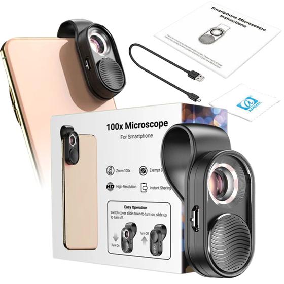 Lente Para Celular Microscópica Efeito Macro Zoom 100x Apexel Com ...