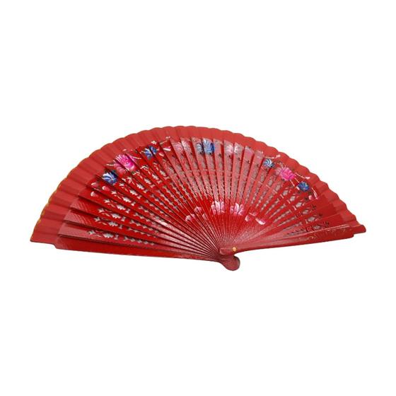 Leque de Madeira tipo Espanhola Pintado a Mão Dupla Face Vermelho - Xin ...