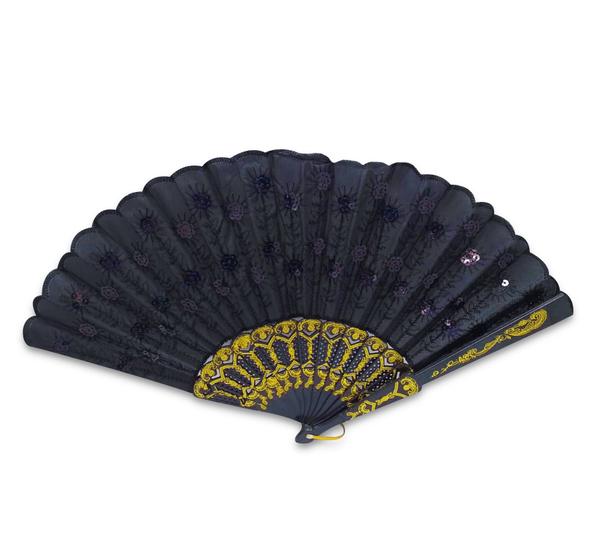 Leque Pomba Gira Cigana Paetê Preto Luxo Candomblé Umbanda - Flash ...