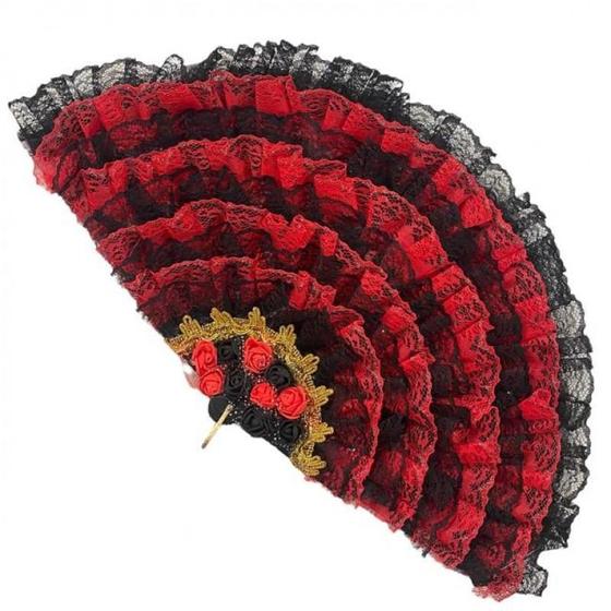 Leque Pomba Gira Negra E Vermelha Super Luxo - Bialluz Presentes ...