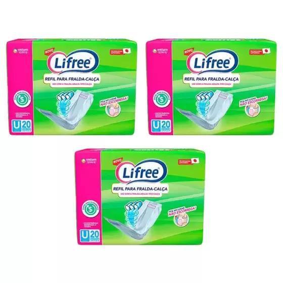 Lifree absorvente para fralda-calça 3 Pacotes Com 20 Unidades Cada ...
