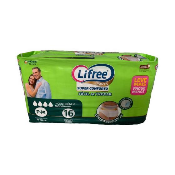 Lifree Fralda Calça Super Conforto Geriátrica P/M com 16 unidades ...