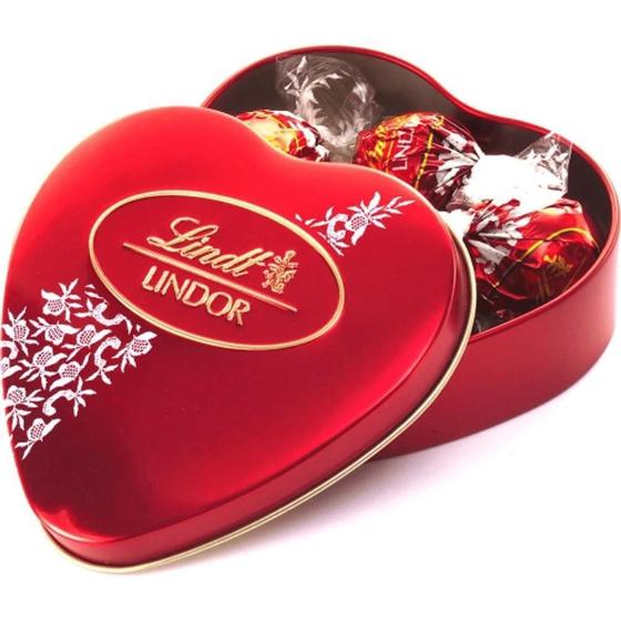 Lindt lindor heart tin coração em lata chocolates lindor 50g ...