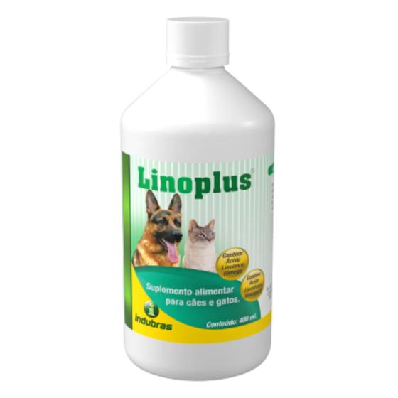 Lino Plus 400mL - Vitamina A e E Omega 6 e 3 Cão e Gato - Indubras ...