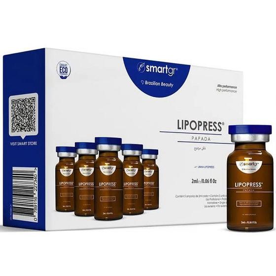 Lipo Papada SMART GR Caixa Lacrada com 5 Frascos de 2ML - Redutor de ...