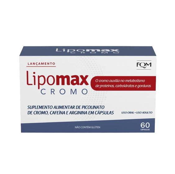 Lipomax Cromo Com Arginina e Cafeina 60 Cápsulas - FQM - Arginina ...