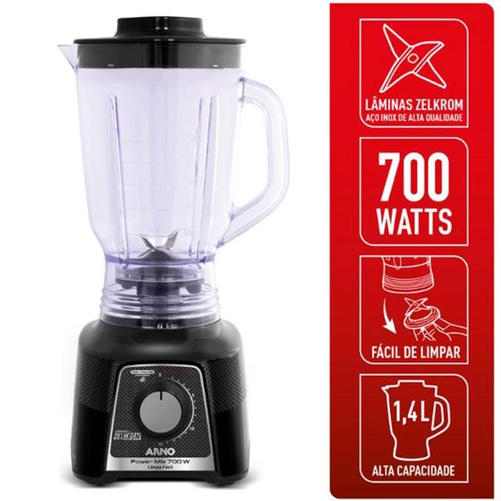 Liquidificador Arno Power Mix Limpa Fácil LQ33 700W Preto 127V - Liquidificador - Magazine Luiza