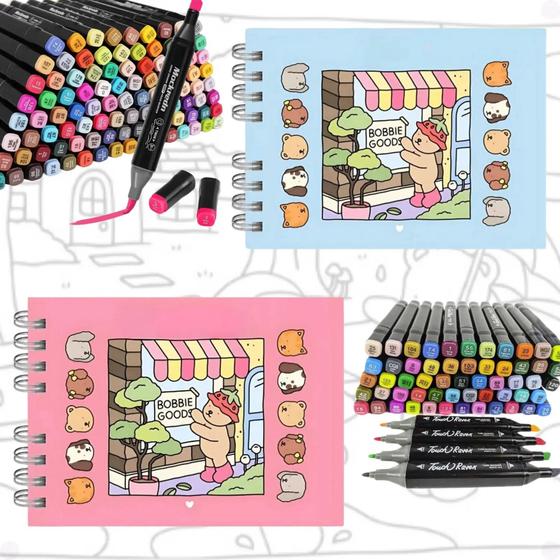 Livro Colorir Bobbie Goods + Kit Canetas 24unid Desenho Didatico ...