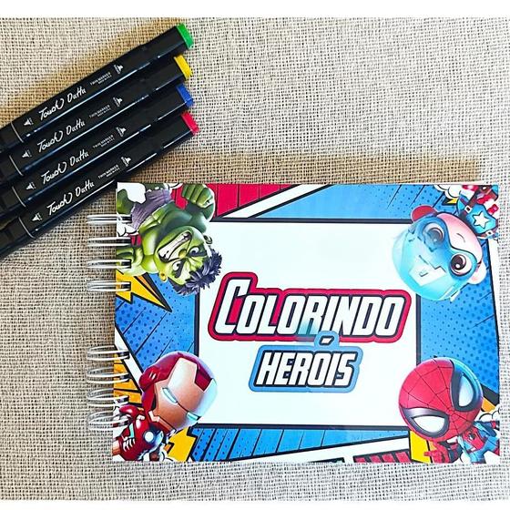 Livro De Colorir Super-heróis Capa Dura 50 Páginas A5 180g Estilo ...