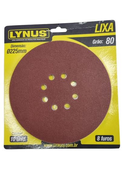 Lixa grão 80 8 furos 225mm - Lynus - Disco de Lixa / Flap - Magazine Luiza