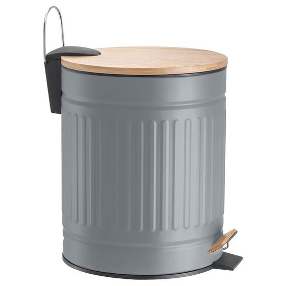 Lixeira 5l fluted cinza c/pedal em metal e bambu mek - Lixeira e Cesto de Lixo - Magazine Luiza