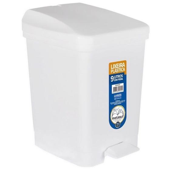 Lixeira Banheiro/Cozinha Pedal 9L Plástico Cesto Escritório - Metasul ...