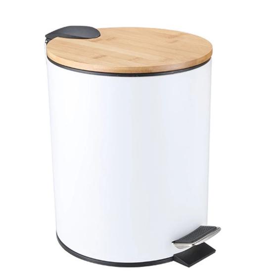 Lixeira Branca Tampa de Bambu 3l Pedal Wincy Rocie - Lixeira e Cesto de ...